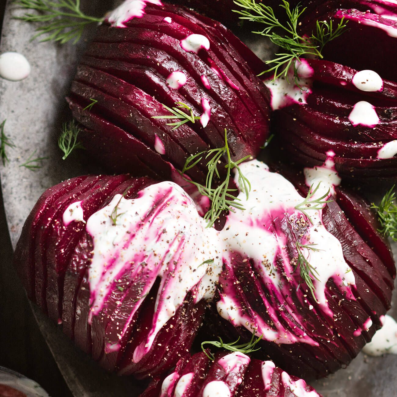 Hasselback Beets With Yoghurt & Dill Sauce Recipe | Woolworths