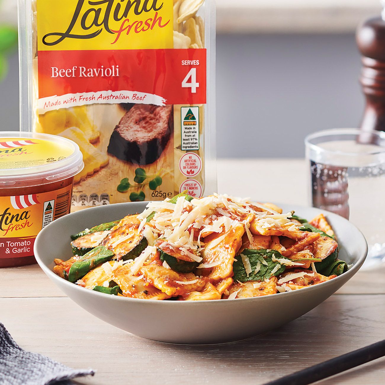 Latina Fresh Ravioli with Zucchini and Tomato & Garlic Sauce Recipe ...