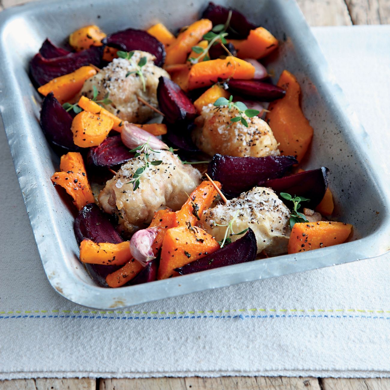 Roast Beetroot, Butternut Wedges & Thyme Thighs Recipe | Woolworths