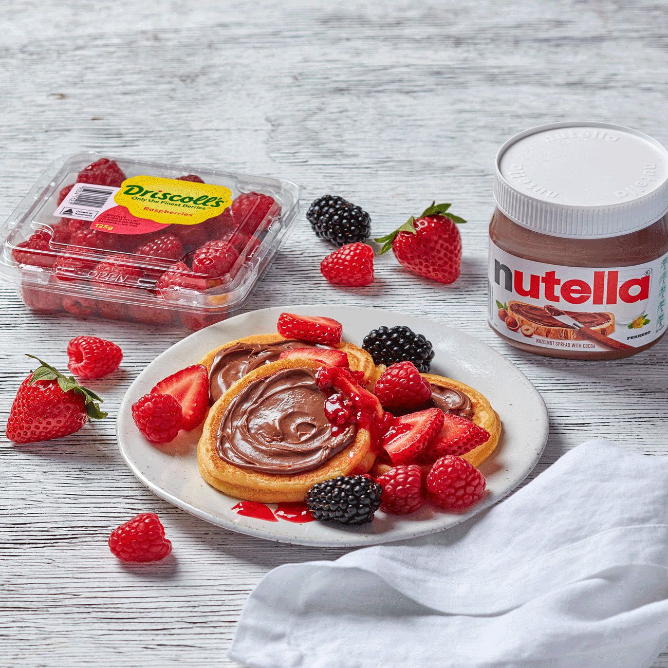 Ricotta Pancakes With Nutella® And Driscoll’s® Raspberry Coulis Recipe ...