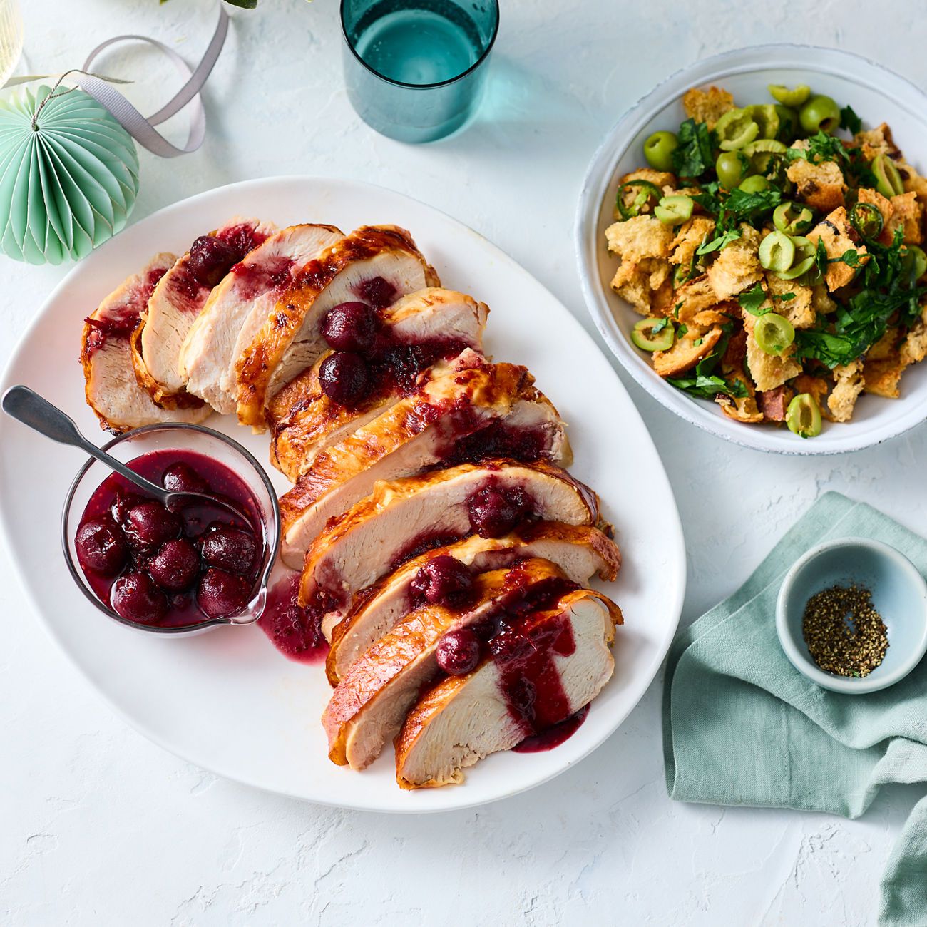 Garlic butter turkey with cherry & mustard sauce Recipe | Woolworths