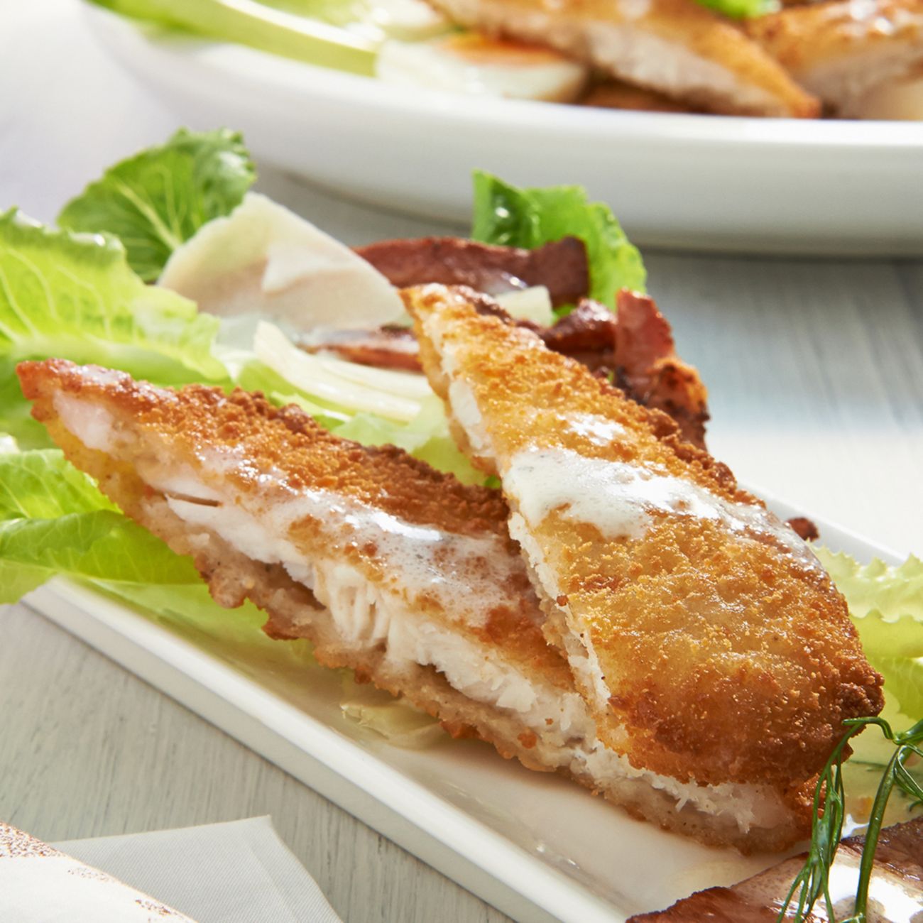 Caesar Salad With Crunchy Crumbed Fish Recipe | Woolworths