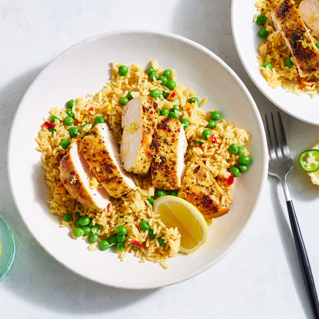 Lemon Chicken with Savoury Chicken & Pea Rice Recipe | Woolworths