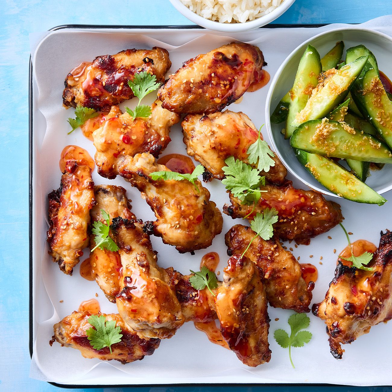 Satay Chicken Wings with Sesame Cucumber Salad Recipe | Woolworths