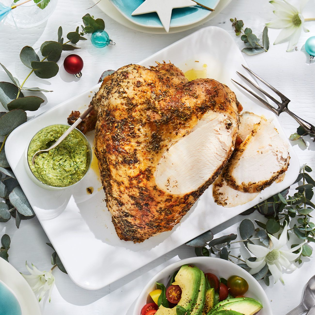 Italian-style Roast Turkey with Avocado Pesto & Salad Recipe | Woolworths
