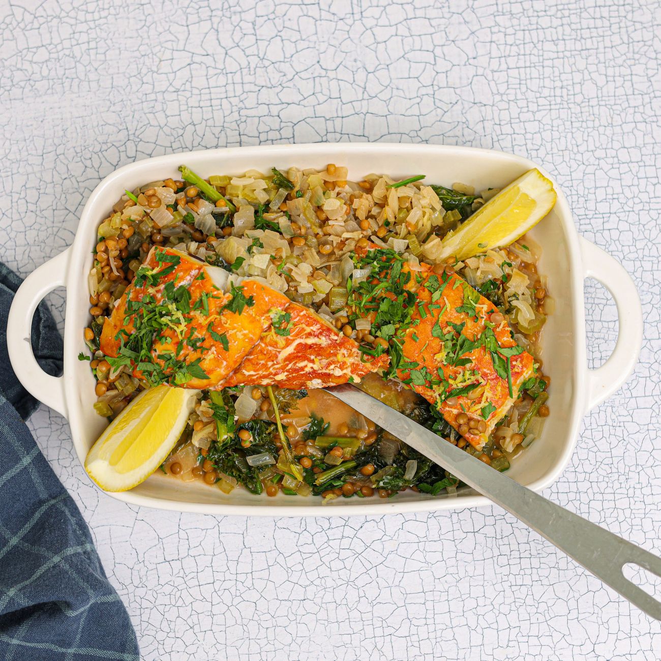 Smoked Cod with Lemon Lentils & Kale Recipe | Woolworths